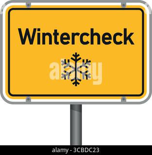 yellow trafic sign winter check isolated vector illustration Stock ...