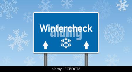 wintercheck traffic sign on snowy winter background vector illustration ...