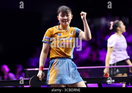 Yokohama BUNTAI, Kanagawa, Japan. 8th Aug, 2025. Miwa Harimoto (JPN), AUGUST 8, 2025 - Table ...