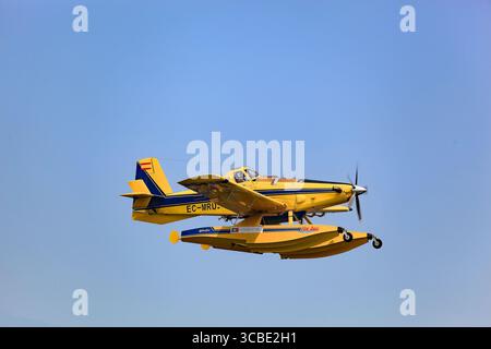 Viana do Castelo, Portugal - July 29, 2025: Yellow Air Tractor AT-802F ...