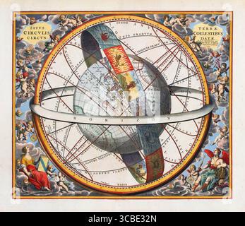 A 1660 celestial chart by Andreas Cellarius depicting the selenographic ...