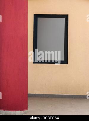 Urban Corner with Window Frame and Concrete Pillar. Monochrome Hues ...
