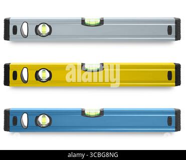 Bubble levels isolated on white, set. Building measuring instrument ...