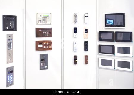 Intercom control panels with monitors on display in a store Stock Photo ...