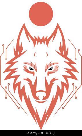 Illustration of isolated detailed wild wolf head in vintage and aztec ...