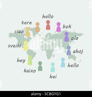 World map of the most spoken languages in the world and infographics of ...