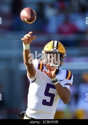 November 12, 2022: LSU QB Jayden Daniels #5 comes across the field with ...