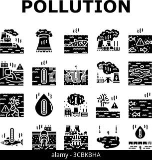 thermal pollution ecosystem icons set vector Stock Vector Image & Art ...