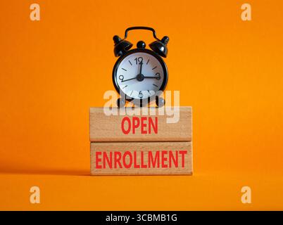 Open Enrollment symbol. Wooden blocks with words Open Enrollment ...