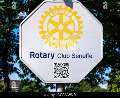 Sign and logo of the Rotary club of Seneffe, Hainaut, Belgium 13 July ...