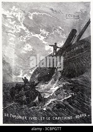 Illustration from Victor Hugo's book Toilers of the sea, showing an ...