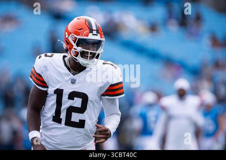 Cleveland Browns quarterback Shedeur Sanders (12) looks on during an ...
