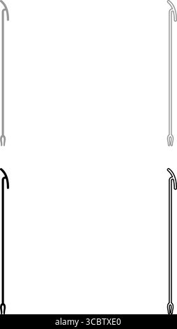 Egyptian scepter Uas set icon white color vector illustration image ...