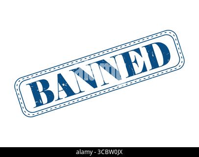 A Banned Blue Rubber Stamp Seal with an Outline and Text Stock Vector ...