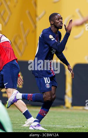 Ousmane DEMBELE of PSG celebrates his goal during the French ...