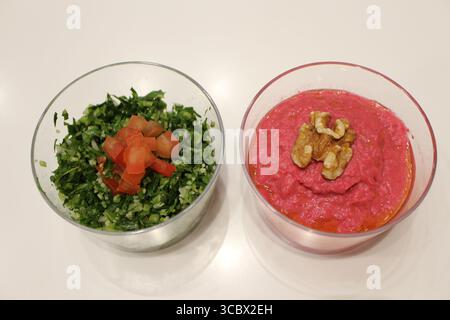 Levantine cuisine: beetroot moutabel in Doha, Qatar Stock Photo - Alamy