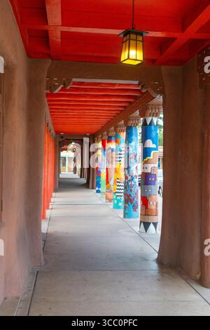Painted columns and painted vigas at the Museum of Contemporary Native arts (IAIA) in Santa Fe ...