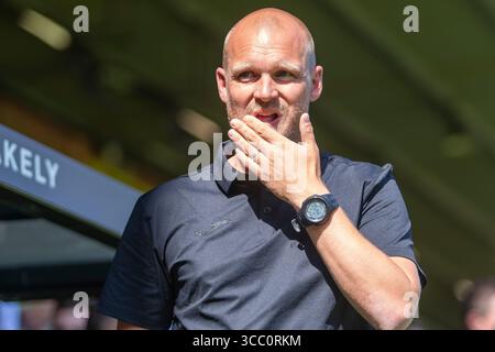 Norwich City Manager, Liam Manning, walks off the pitch after the Sky ...
