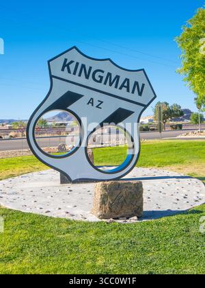 Route 66 large display sign in a public park in Kingman, Arizona Stock ...