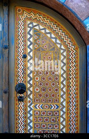 Close-up of an antique inlaid wooden box featuring mother of pearl and ...