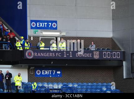 A general view of the scoreboard reading Rangers 5 - 0 Annan Atheltic ...