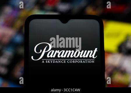 In this photo illustration, a Paramount Skydance Corporation logo is ...