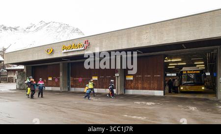 Exterior of Saas-Fee, Busterminal bus terminal, Visp District, Valais ...