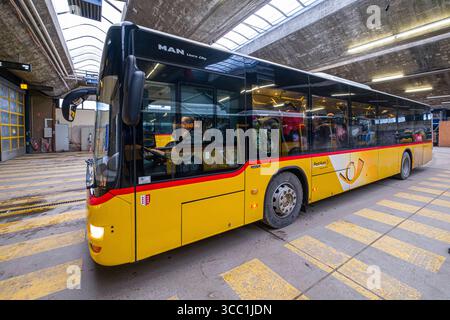 Man Euro 6 bus in the Saas-Fee, Busterminal bus terminal, Visp District ...