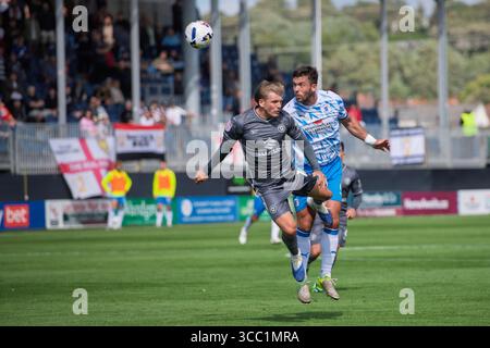 Barrow's Niall Canavan heads them in front at 2-1 during the Emirates ...