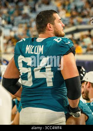 August 9, 2025: Jacksonville Jaguars guard Wyatt Milum (64) and ...