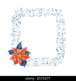 Hand drawn decorative frozen icy snowflake pattern. Collage ...