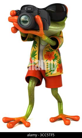 Fun 3D cartoon frog with a camera illustration Stock Photo - Alamy