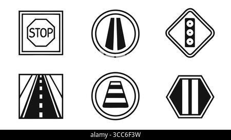 illustrations of various traffic and road signs including stop traffic ...