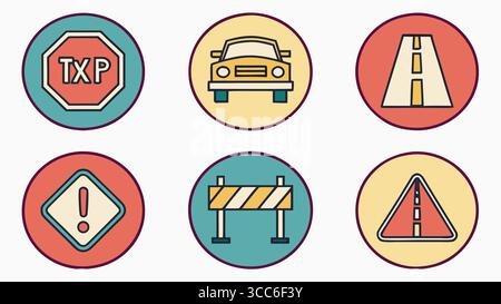 illustrations of various traffic and road signs including stop traffic ...