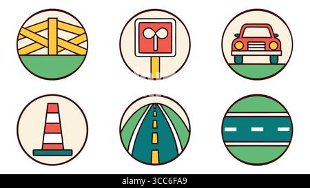 illustrations of various traffic and road signs including stop traffic ...