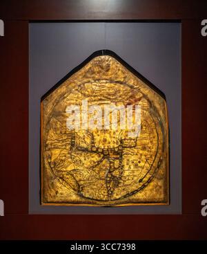 Mappa Mundi, Hereford; historic medieval 14th century map of the world ...