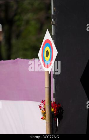 Pole with colorful markings Stock Photo - Alamy