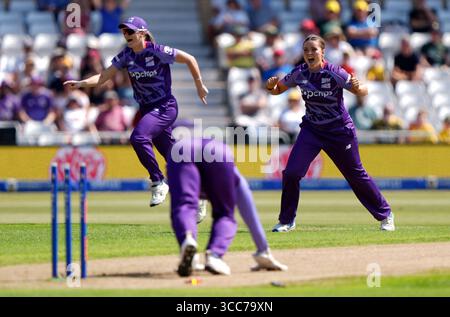 Northern Superchargers' Grace Ballinger (right) celebrates the first ...