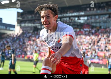UTRECHT - Victor Jensen of FC Utrecht celebrates the 2-0 goal during ...