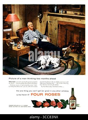 1950s USA Four Roses Magazine Advert Stock Photo - Alamy