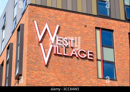 West Village student accommodation sign, Glasgow, Scotland, UK Stock ...