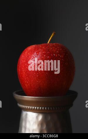 Fresh red apples on a gray background. Fruit. View from above. Free ...