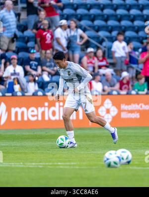 LAFC forward Son Heung-Min (7) takes a shot during a MLS match against ...