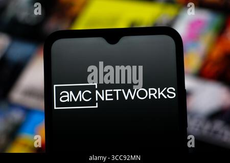 In this photo illustration, the AMC Networks logo is displayed on a ...