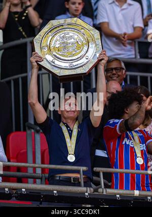 Crystal Palace manager Oliver Glasner gestures on the touchline during ...