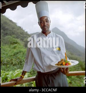 Dasheene restaurant at Ladera Luxury resort on St. Lucia Stock Photo ...