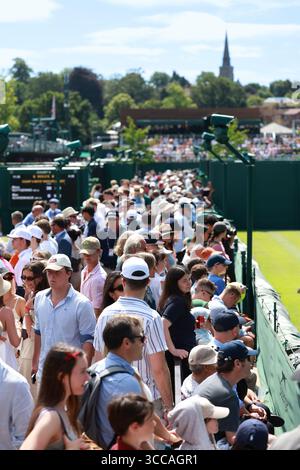 View of crowd on the outside courts at the 2025 Wimbledon Championships ...