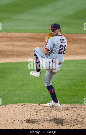 Cleveland Guardians pitcher Tanner Bibee delivers in the first inning ...