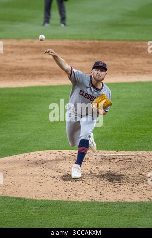 Cleveland Guardians pitcher Tanner Bibee delivers during the first ...