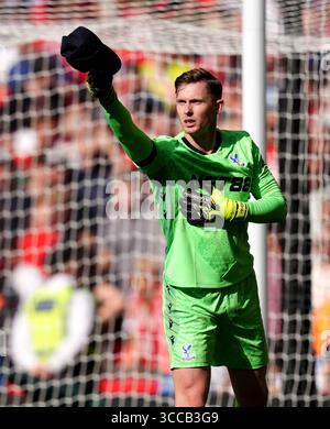 Crystal Palace's goalkeeper Dean Henderson stands on the pitch as he ...